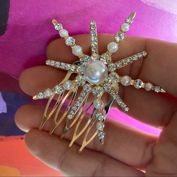 Anthropologie | Accessories | Starlet Pearl Petite Crystal Gold Plated ...